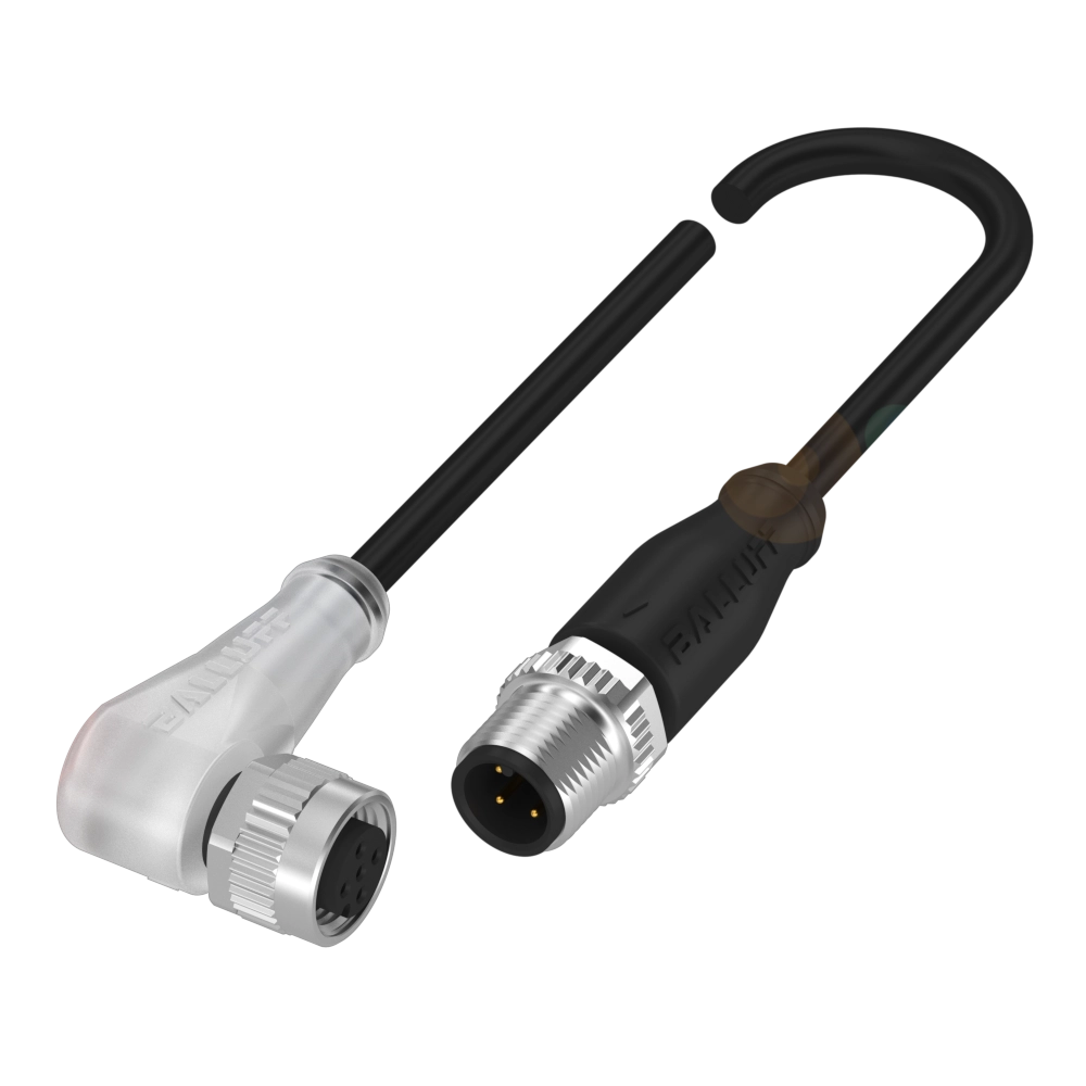 Conector Macho M12 - Angular - 5 Polos / Fêmea M12 - reto - 5 Polos BC