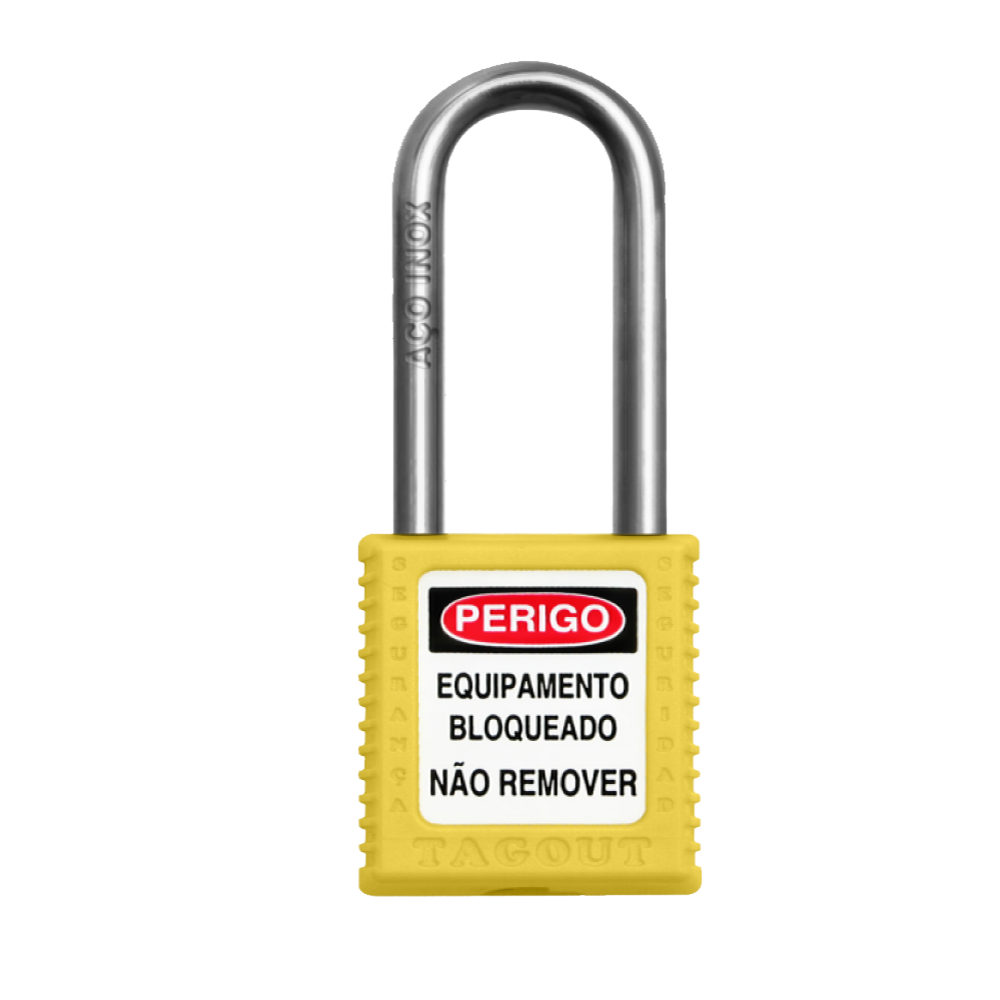 Cadeado de Segurança - Amarelo - Haste Inox CAAM150CD